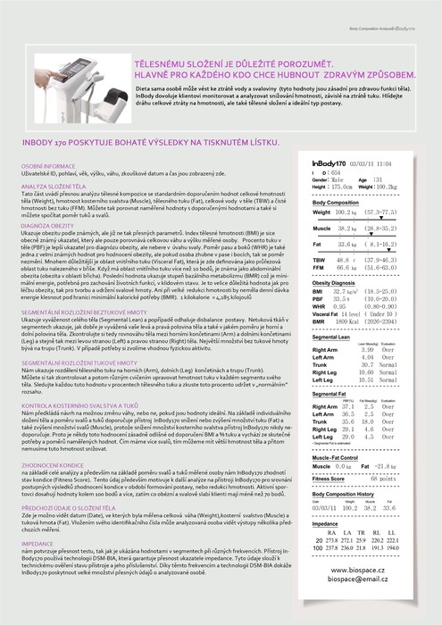Přístroj InBody k diagnostice a měření složení těla